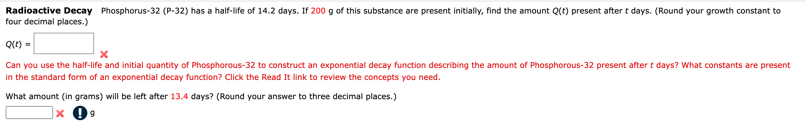 Solved Radioactive Decay Phosphorus-32 (P-32) ﻿has a | Chegg.com