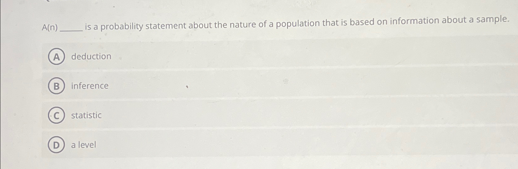 Solved A(n) ﻿is a probability statement about the nature | Chegg.com
