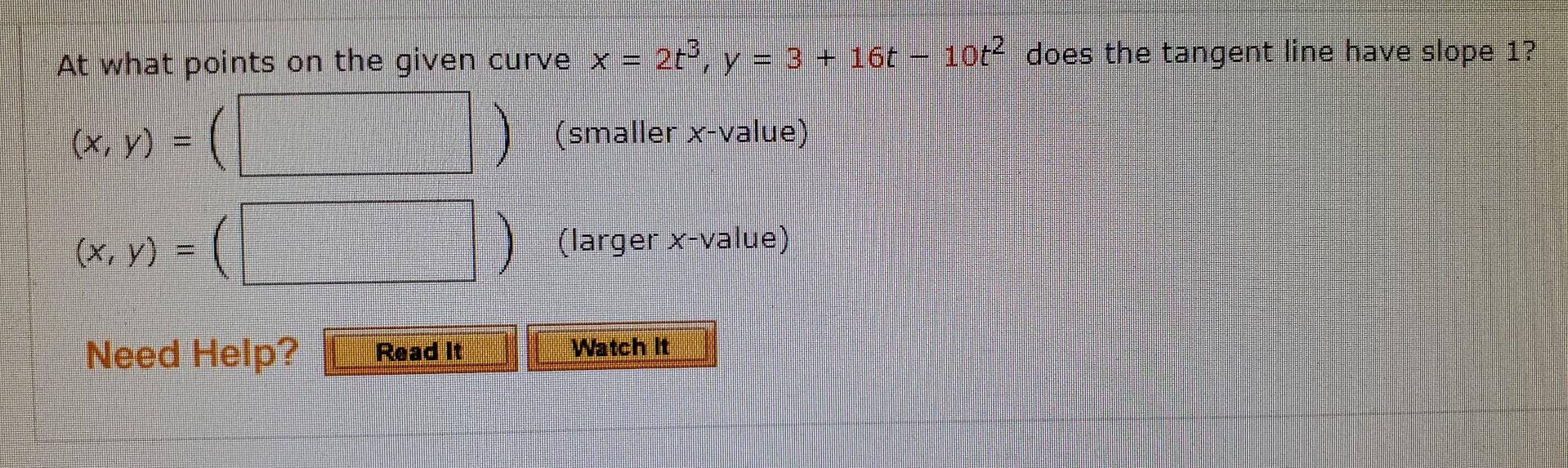 Solved At what points on the given curve x=2t3,y=3+16t−10t2 | Chegg.com