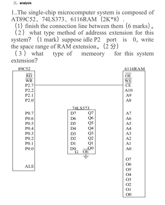 Solved 1.. The single-chip microcomputer system is composed | Chegg.com
