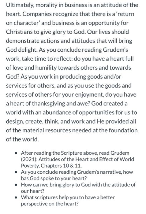 Solved Grudem, W. (2021). Business For The Glory Of GOD. The | Chegg.com