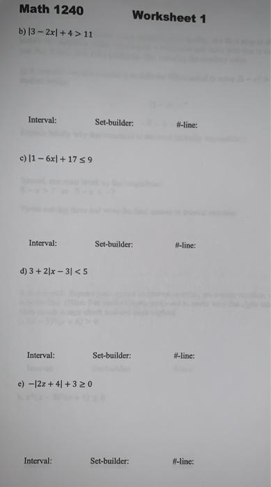 Solved Math 1240 Worksheet 1 Name Show all work and | Chegg.com