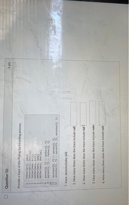 Solved Provide A Trace Of The Prolog Backtracking Process 1285