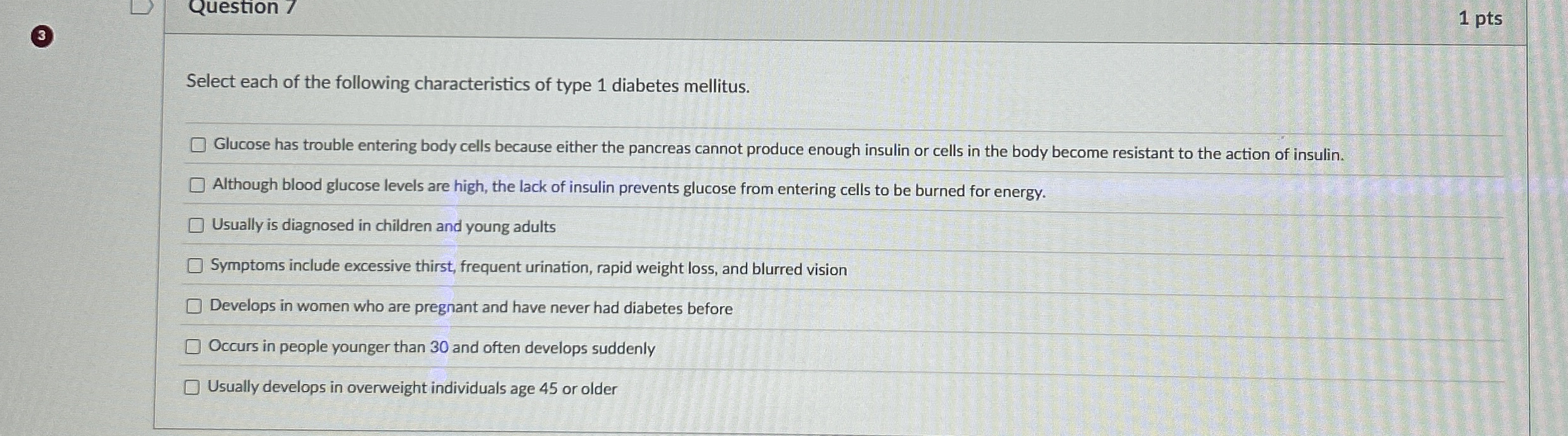 Solved 3Question 71 ﻿ptsSelect each of the following | Chegg.com