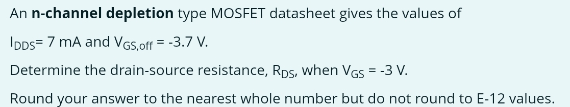 Solved An n-channel depletion type MOSFET datasheet gives | Chegg.com