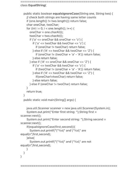 Solved Class Equalstring Public Static Boolean