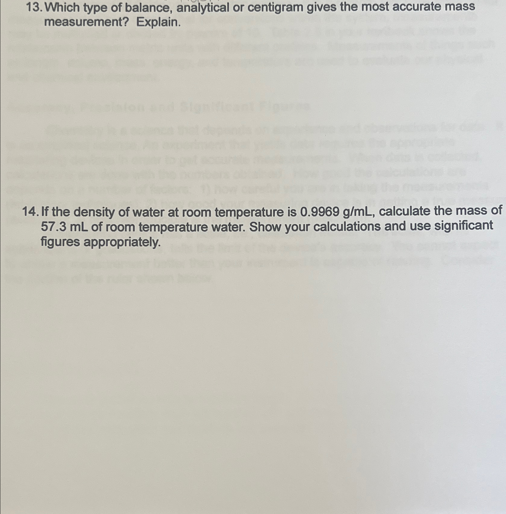 Solved Which type of balance, analytical or centigram gives | Chegg.com