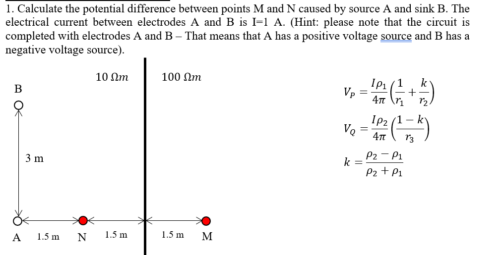 Solved Calculate the potential difference between points M | Chegg.com