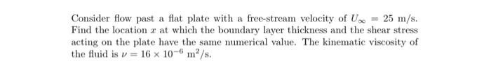 Solved Consider flow past a flat plate with a free-stream | Chegg.com