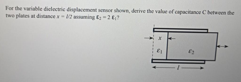 Solved For the variable dielectric displacement sensor | Chegg.com