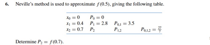Solved 3. Use Neville's method to approximate 3 with the | Chegg.com