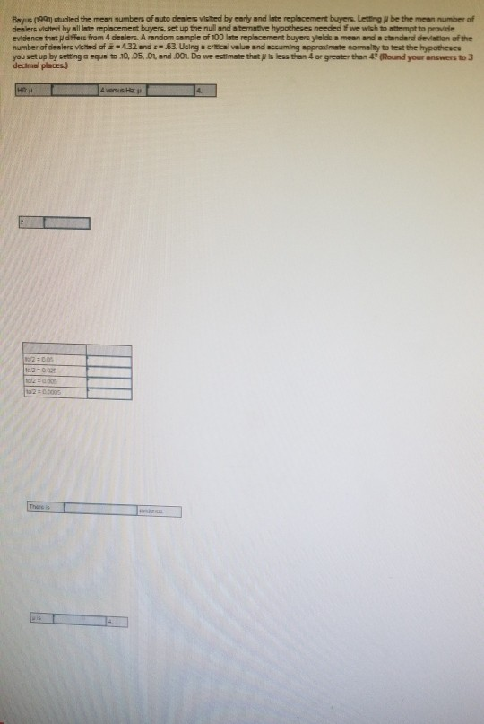 Solved Bayus (1991) studied the mean numbers of auto deniers | Chegg.com