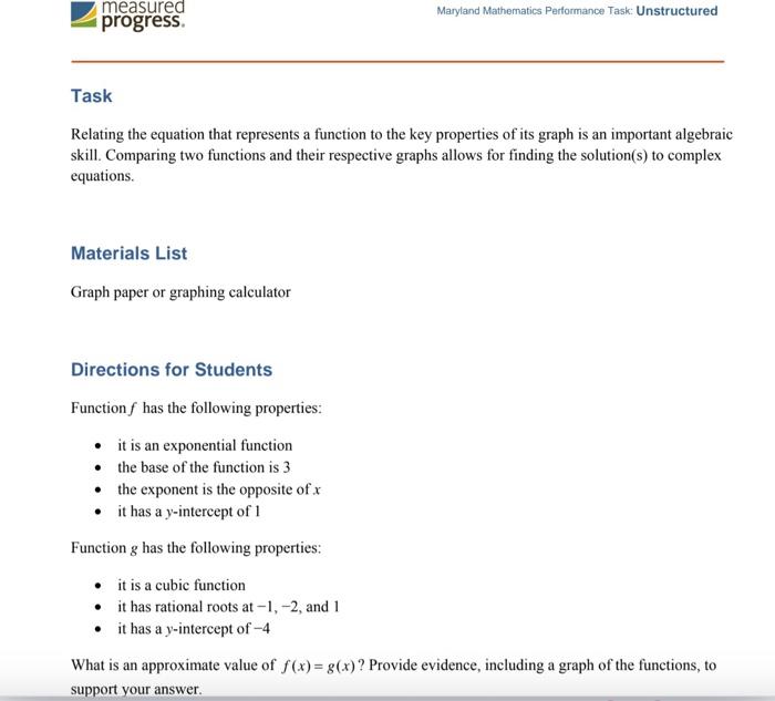 Solved measured progress Maryland Mathematics Performance | Chegg.com