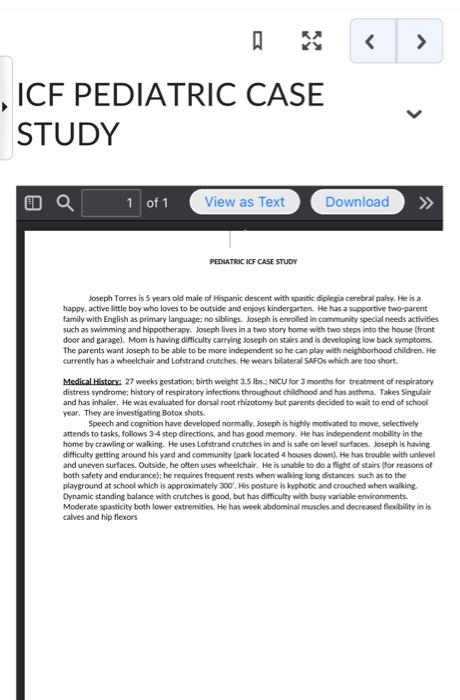 Solved Joseph Torres is 5 years old male of Hispanic descent | Chegg.com