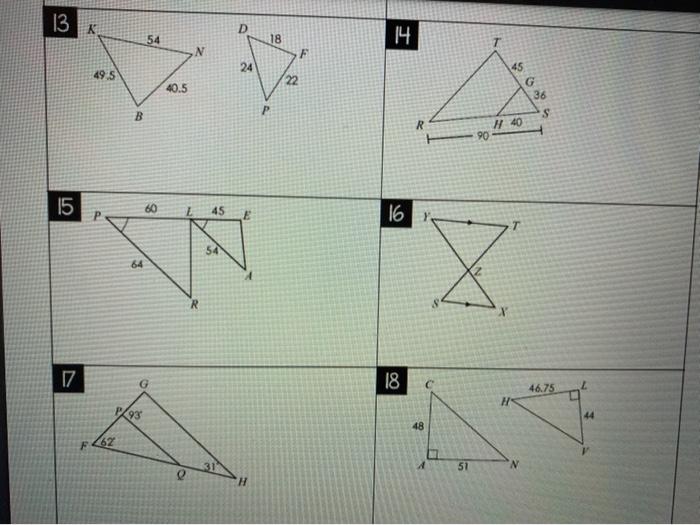 Solved Directions: Determine whether the triangles are | Chegg.com