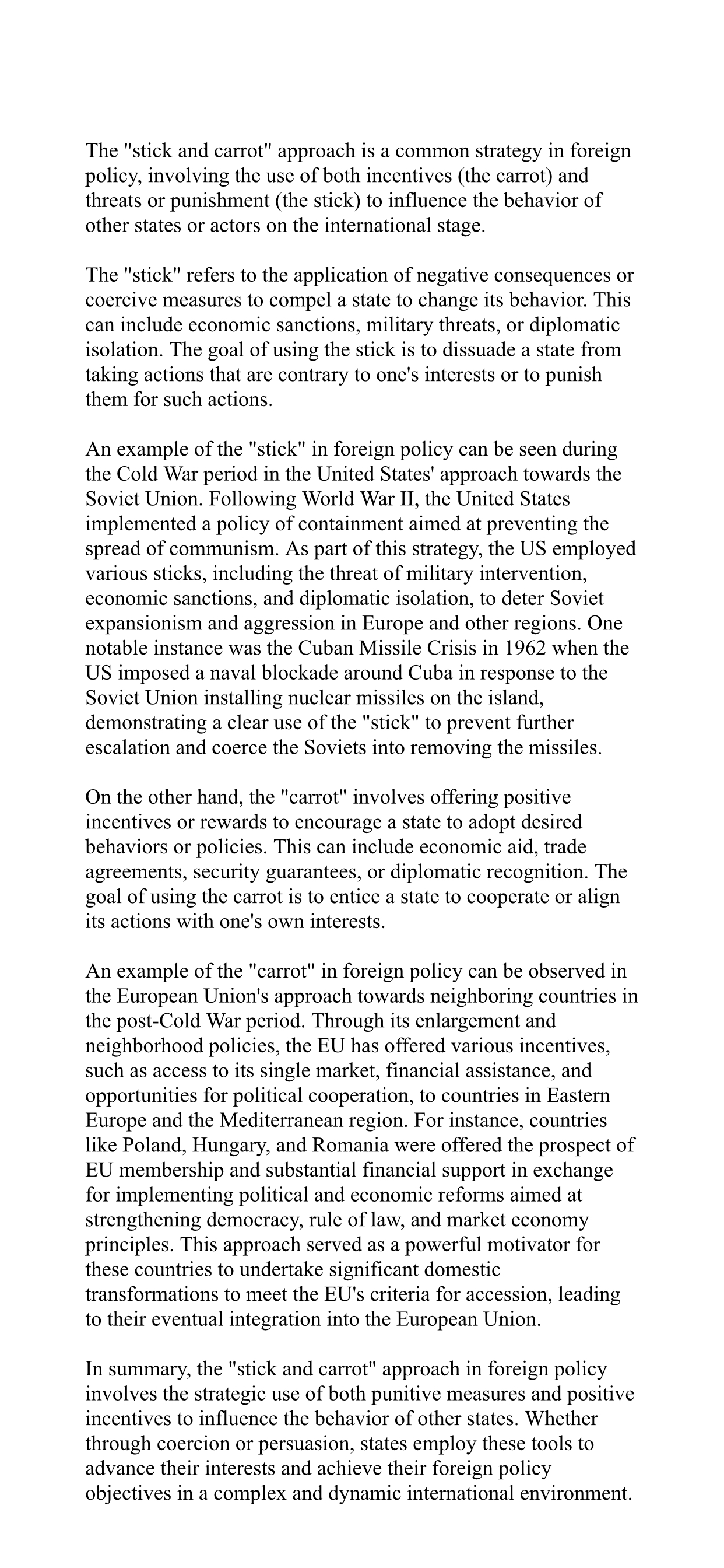 Solved The "stick and carrot" approach is a common strategy | Chegg.com