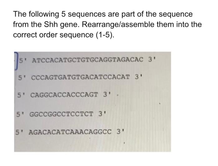 Solved The following 5 sequences are part of the sequence | Chegg.com