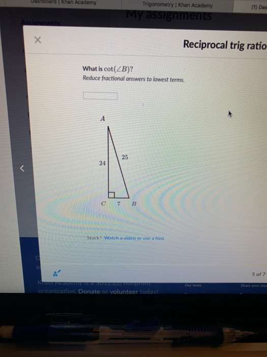 Solved Khan Academy (1) Das Trigonometry | Khan Academy My | Chegg.com