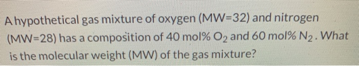 Solved A hypothetical gas mixture of oxygen (MW=32) and | Chegg.com