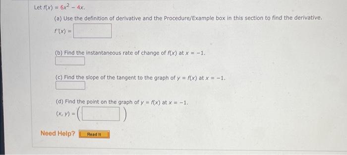 Solved Let f(x) = 6x2 - (a) Use the definition of derivative | Chegg.com