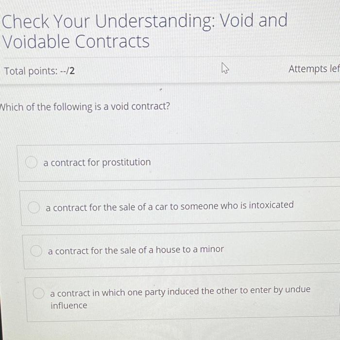 Check Your Understanding: Void and Voidable Contracts | Chegg.com