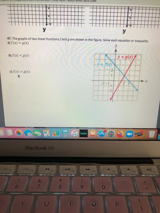 Solved y y 47. The graphs of two linear functions f and g | Chegg.com