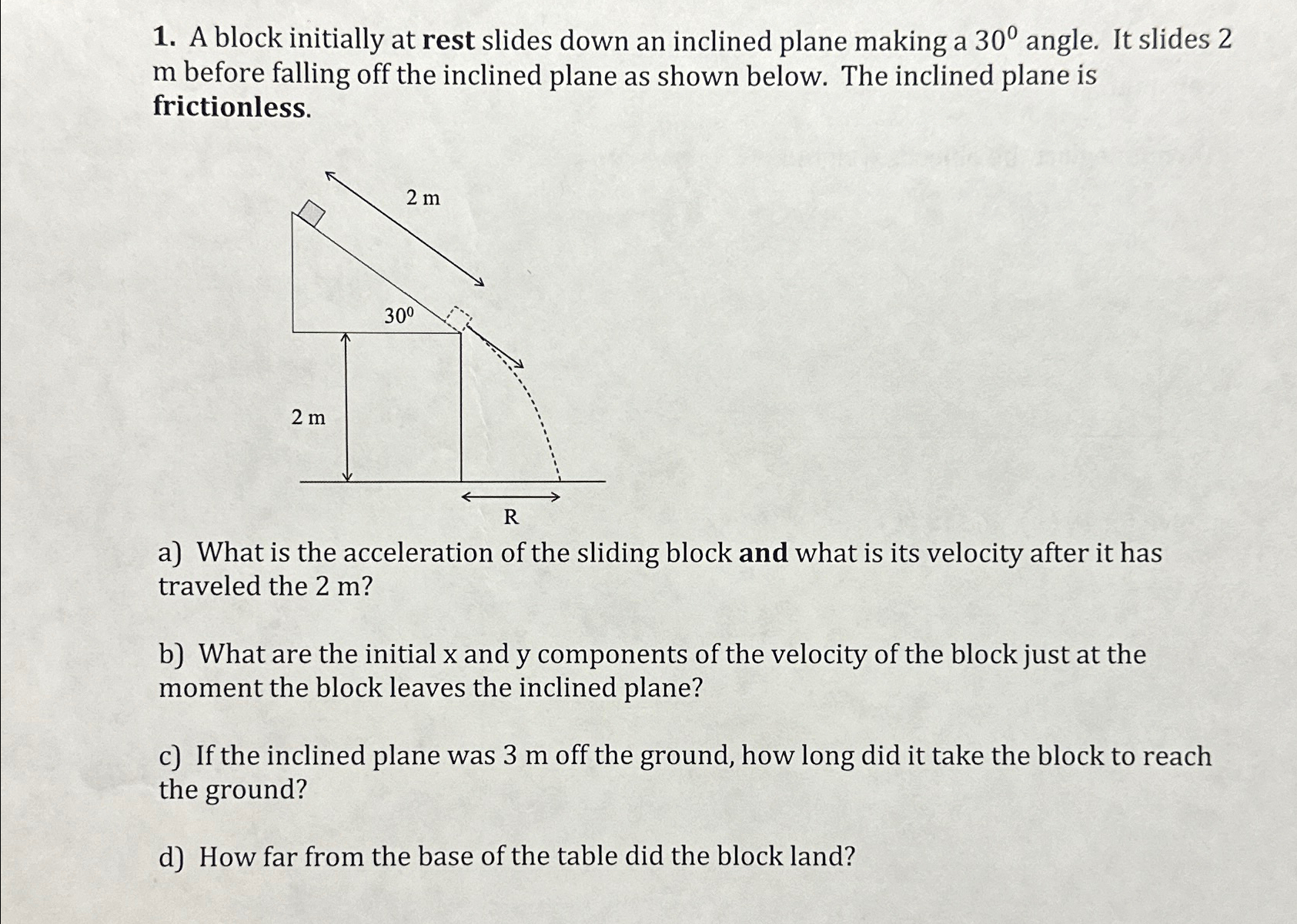Solved A block initially at rest slides down an inclined | Chegg.com