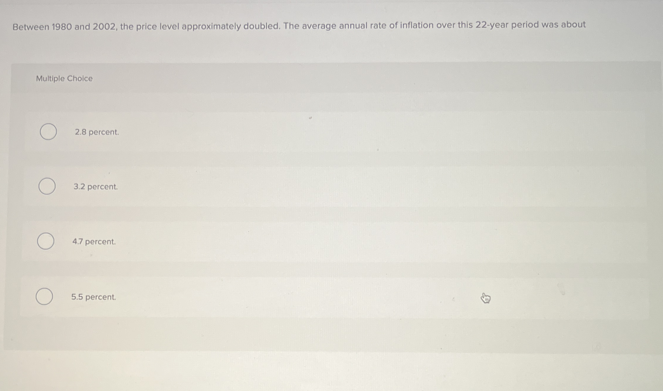 Solved Between 1980 ﻿and 2002, ﻿the price level | Chegg.com