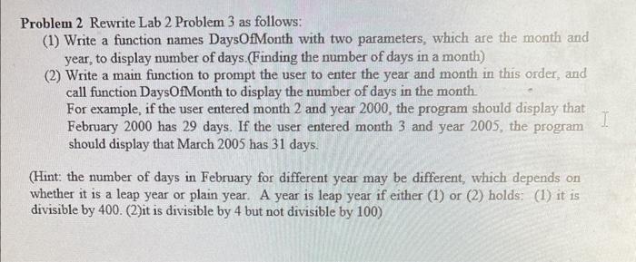Solved Problem 2 Rewrite Lab 2 Problem 3 as follows: (1) | Chegg.com