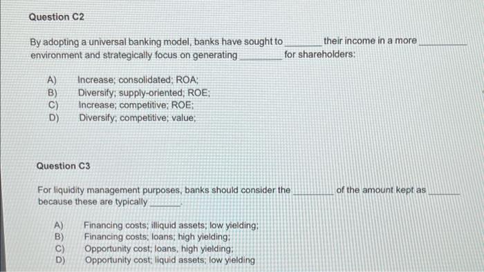 Solved Question C2 By adopting a universal banking model, | Chegg.com