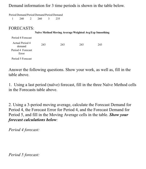 Solved Demand information for 3 time periods is shown in the | Chegg.com