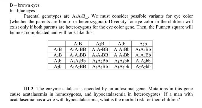 Solved III. Autosomal intermediate inheritance Intermediate | Chegg.com