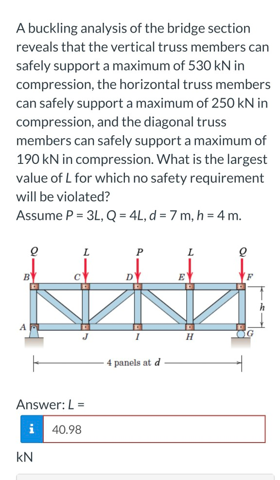 Solved A buckling analysis of the bridge section reveals | Chegg.com