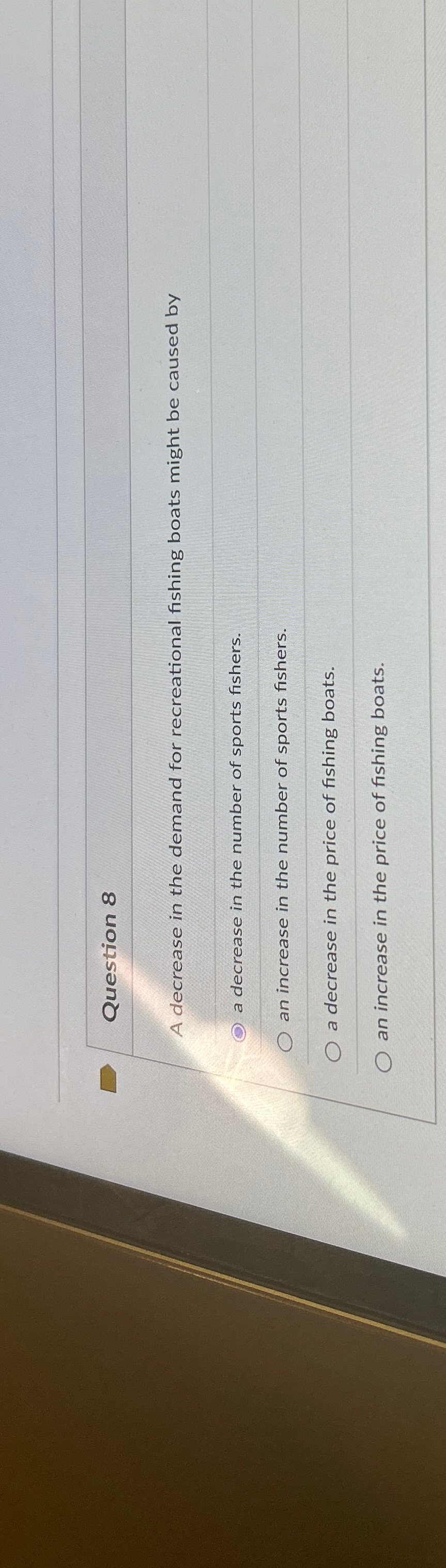 Solved Question 8A decrease in the demand for recreational | Chegg.com