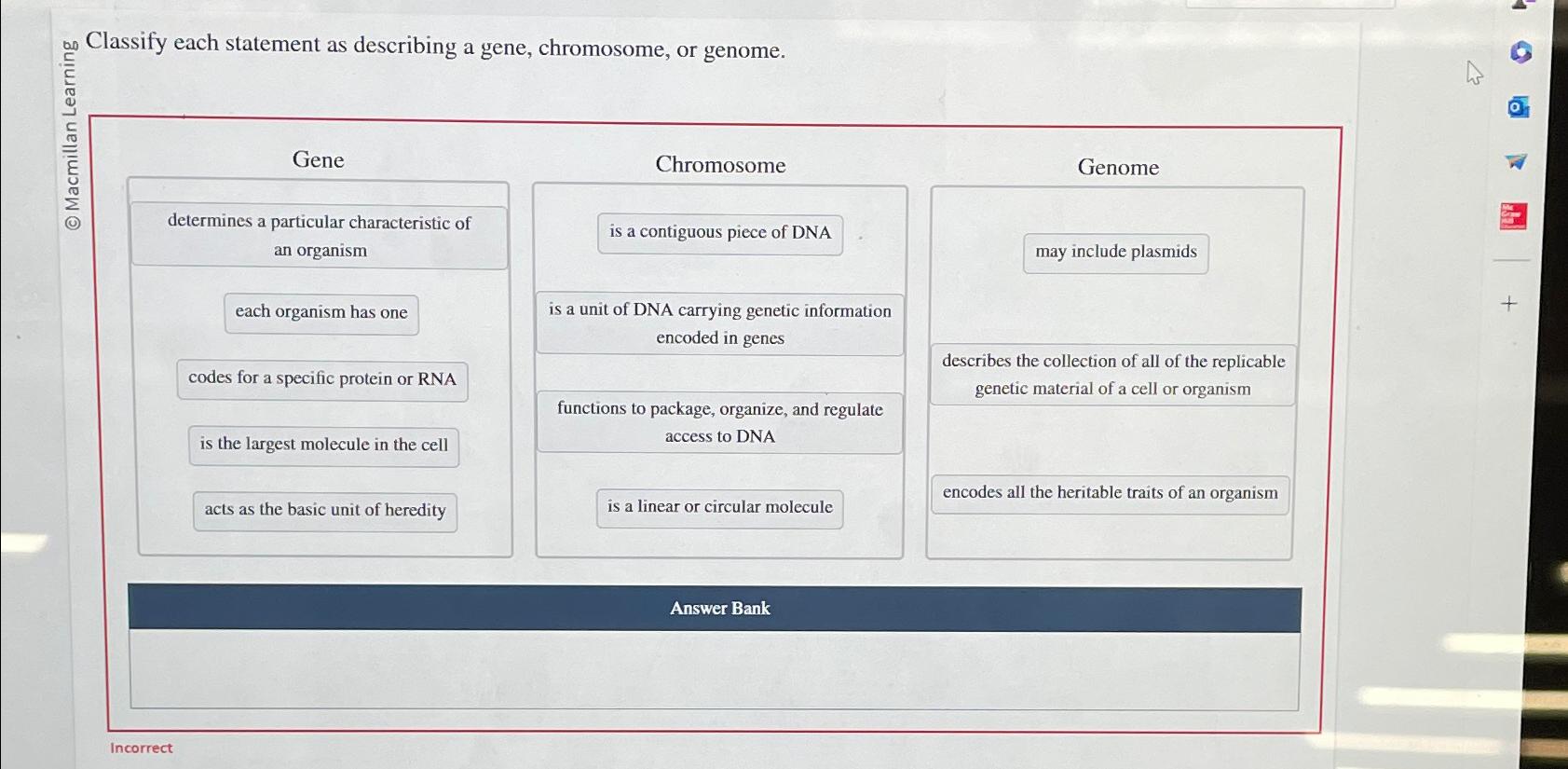 Solved Classify each statement as describing a gene, | Chegg.com