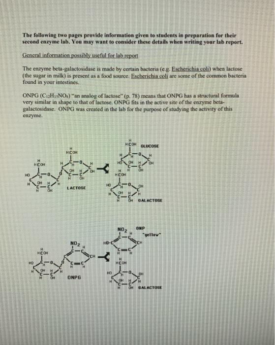 BIO 181 LAB: ENZYMES II - Lab Write Up, To Go with | Chegg.com
