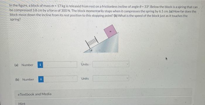 Solved In the figure, a block of mass m=17 kg is released | Chegg.com