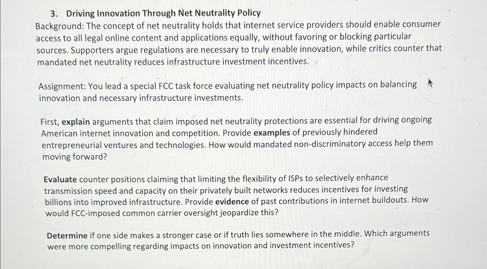 Solved Driving Innovation Through Net Neutrality | Chegg.com