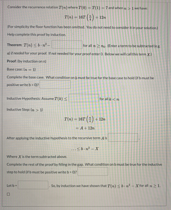 Solved Consider the recurrence relation T(n) where T(0) = | Chegg.com