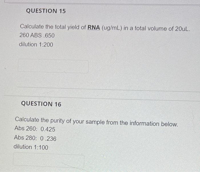 Solved Calculate the DNA concentration (ug/mL)following: 260 | Chegg.com