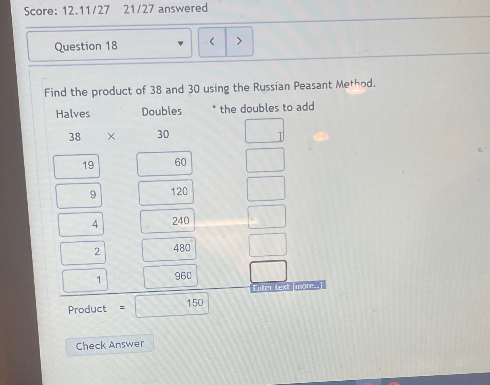 Solved Score: 12.11/27 21/27 ﻿answeredQuestion 18Find the | Chegg.com