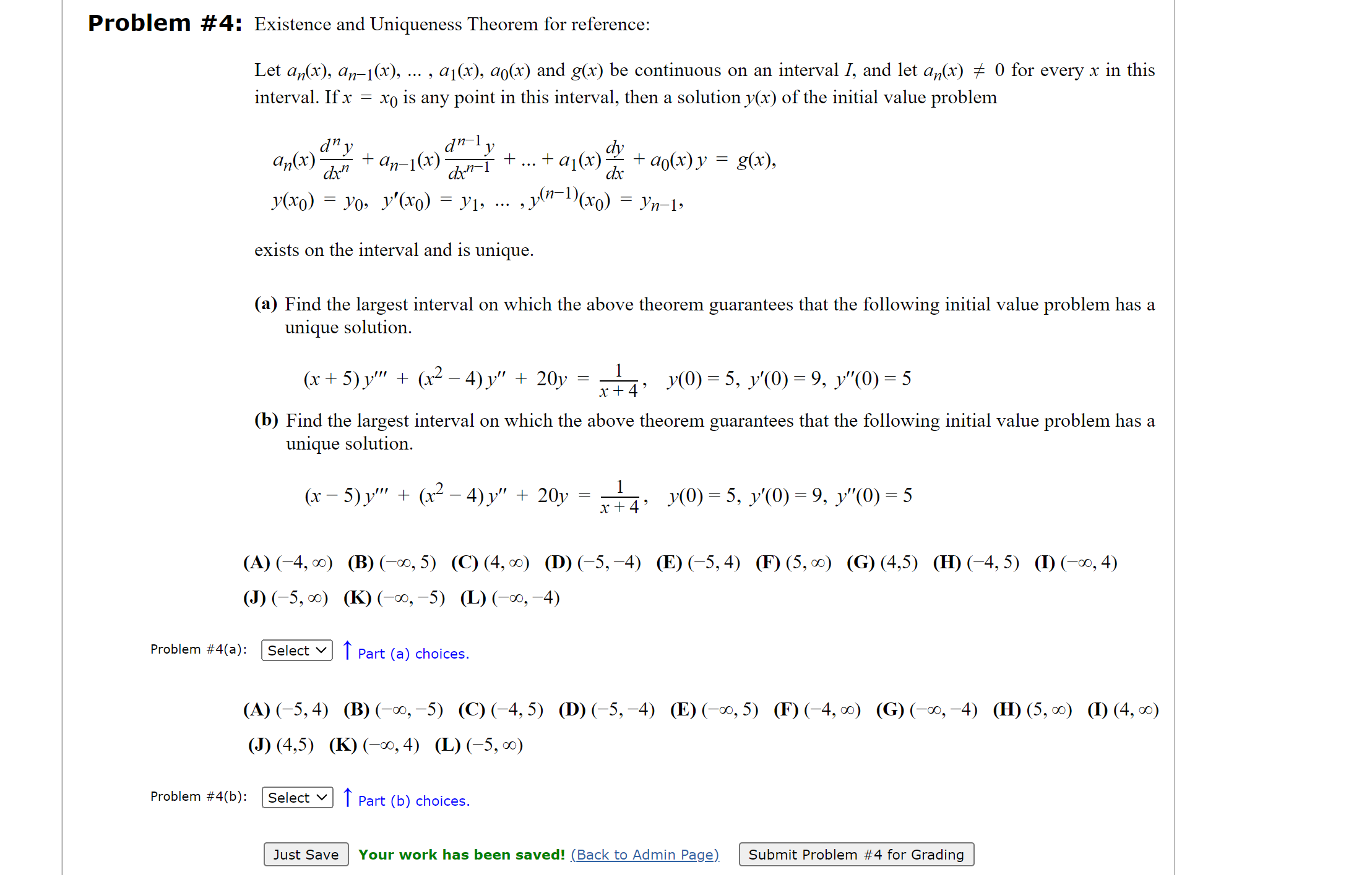 Problem #4: Existence and Uniqueness Theorem for | Chegg.com