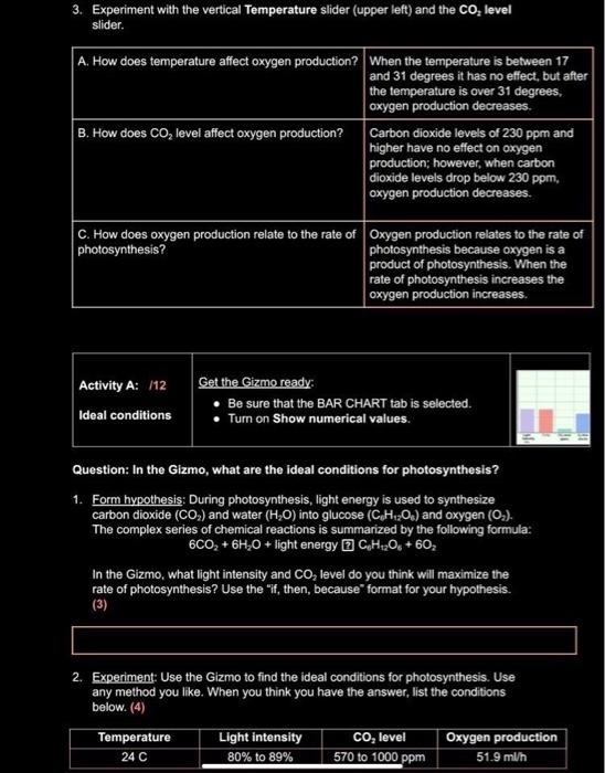 Solved Student Exploration: Photosynthesis Lab Directions: | Chegg.com