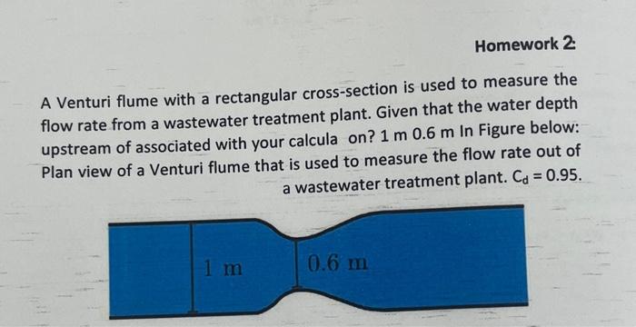 Solved A Venturi flume with a rectangular cross-section is | Chegg.com