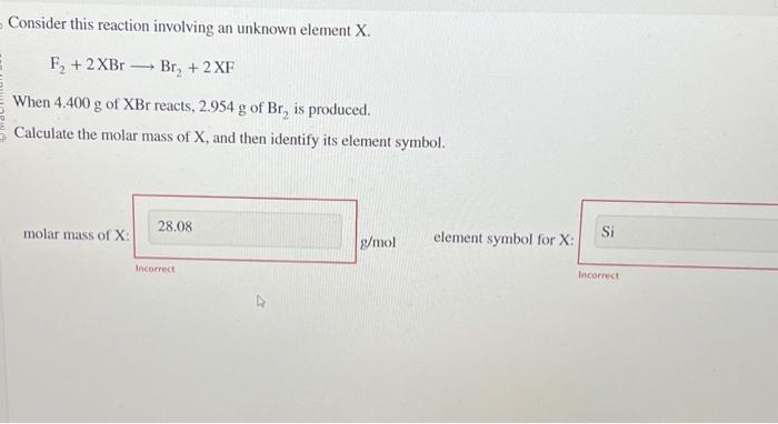 Solved Consider this reaction involving an unknown element | Chegg.com
