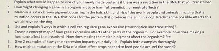 Solved 1. Explain what would happen to one of your newly | Chegg.com