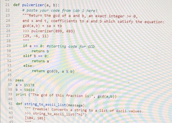 Solved RSA Cryptosystem labin python please correct this one | Chegg.com