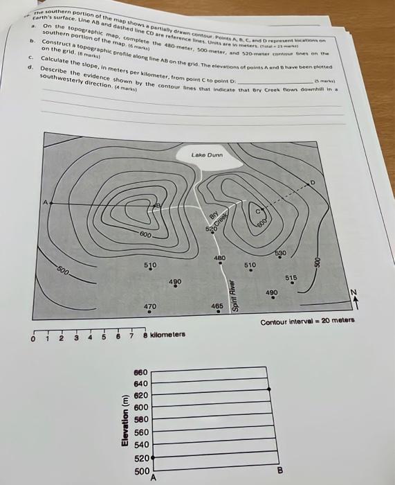 Solved c. Catculate the slope, in moters ber hilometer, from | Chegg.com