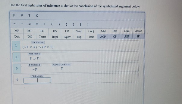 Solved Use the first eight rules of inference to derive the | Chegg.com