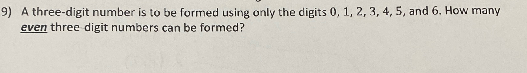 Solved A three-digit number is to be formed using only the | Chegg.com